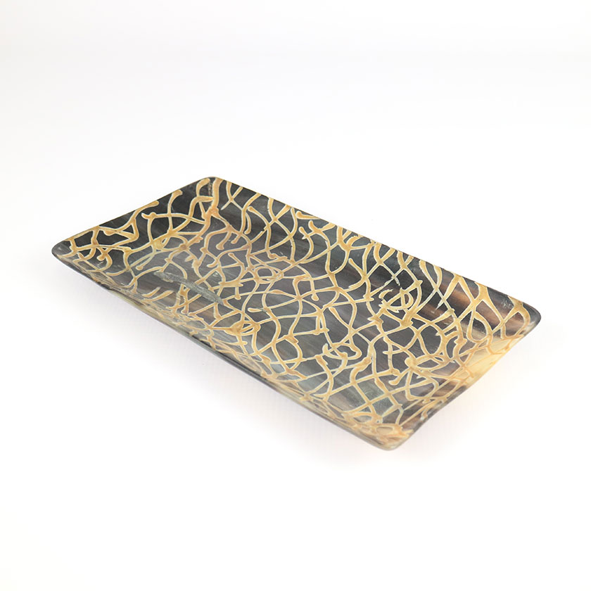 HORN RECTANGULAR TRAY XLARGE PATTERNED | Jambo Imports & Exports