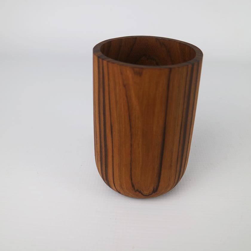 TEAK ROUND PENCIL CUP TALL NEW | Jambo Imports & Exports