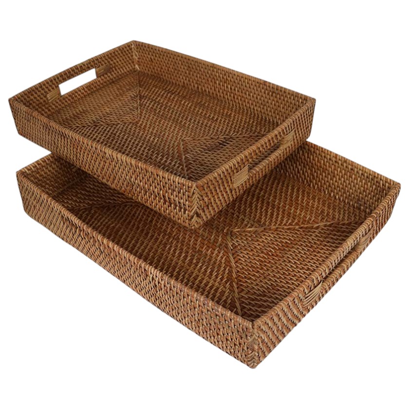 RATTAN RECTANGULAR TRAY SET OF 2 NEW | Jambo Imports & Exports