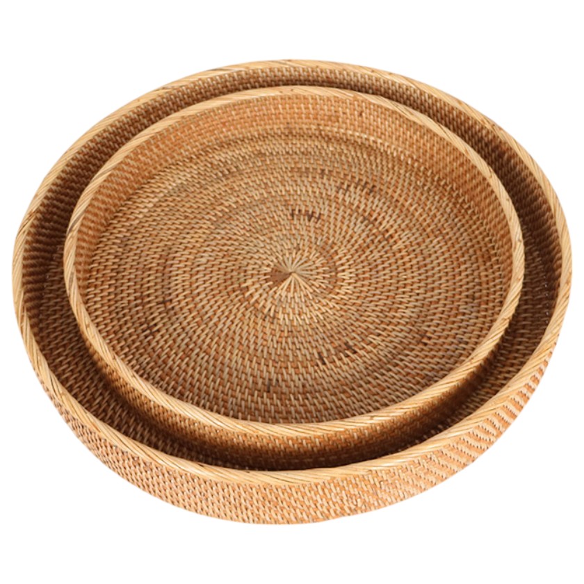 RATTAN TRAY ROUND SET OF 2 | Jambo Imports & Exports