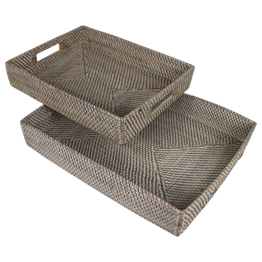 RATTAN RECTANGULAR TRAY SET OF 2 NEW | Jambo Imports & Exports
